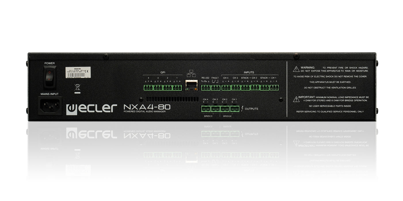 Ecler NXA4-80 4x80 WRMS DSP Class D Silent TP-NET EclerNet Digital Amp ...